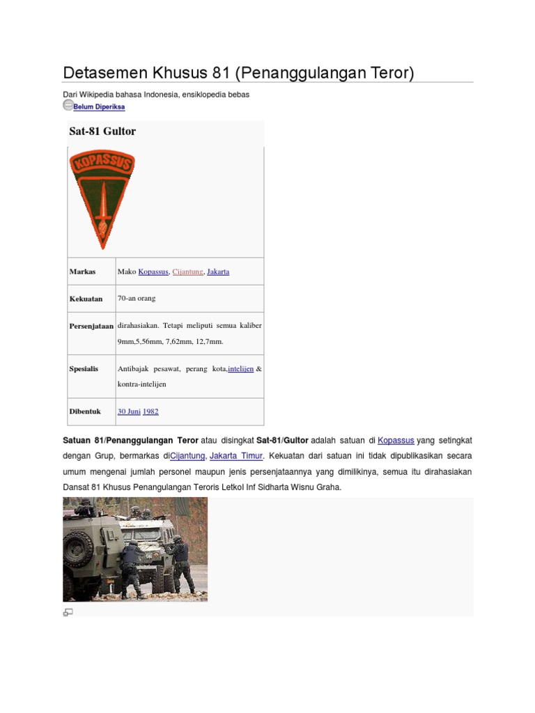 Detasemen Khusus 81 Gultor | PDF