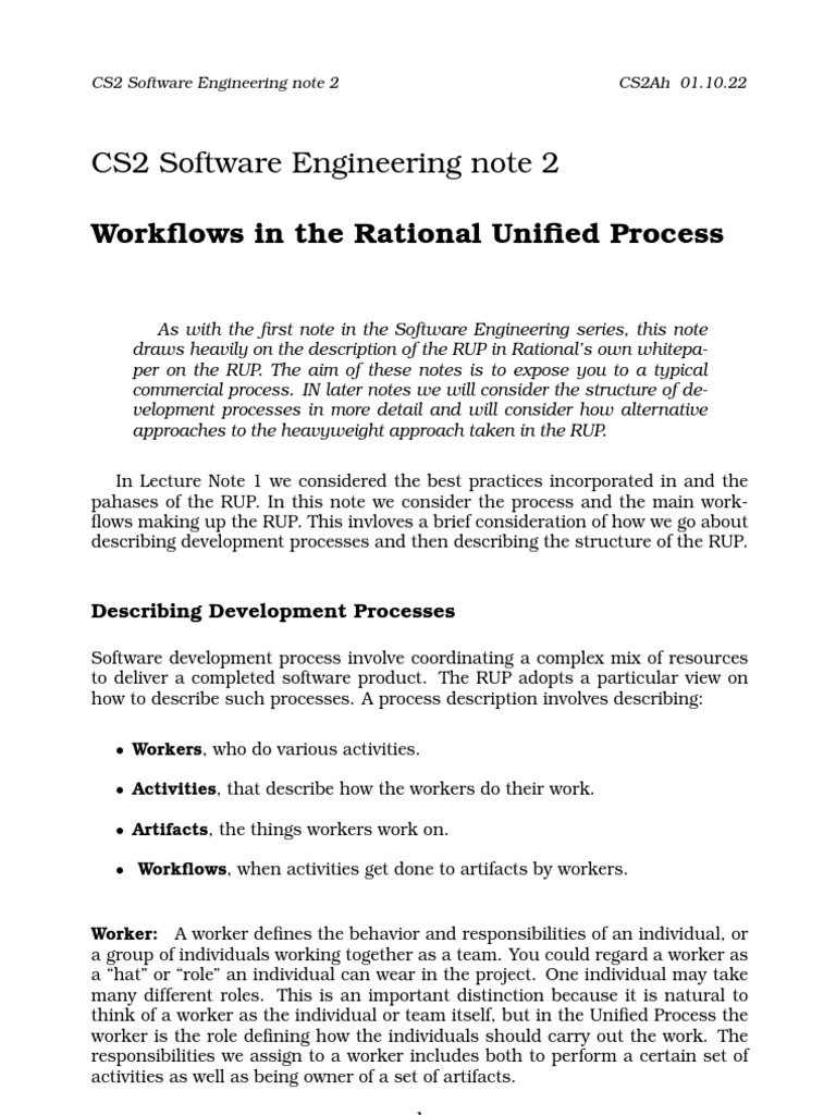 Workflows in RUP | PDF | Use Case | Component Based Software Engineering