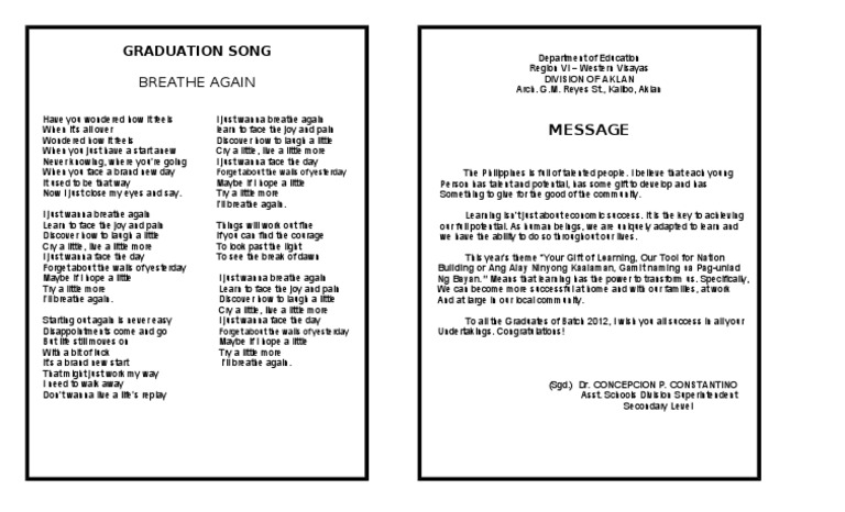 Graduation Song and Inspirational Message | PDF
