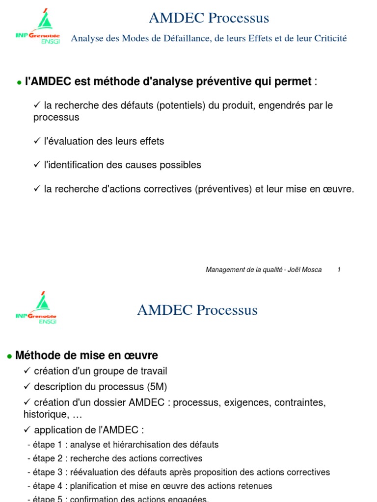 AMDEC : Optimisation Préventive des Processus | PDF | Technologie et ingénierie