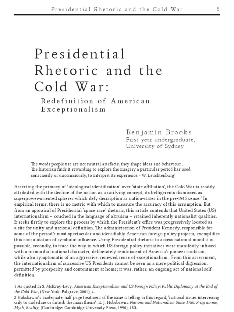 Presidential Rhetoric and The Cold War | PDF | John F. Kennedy | Rhetoric
