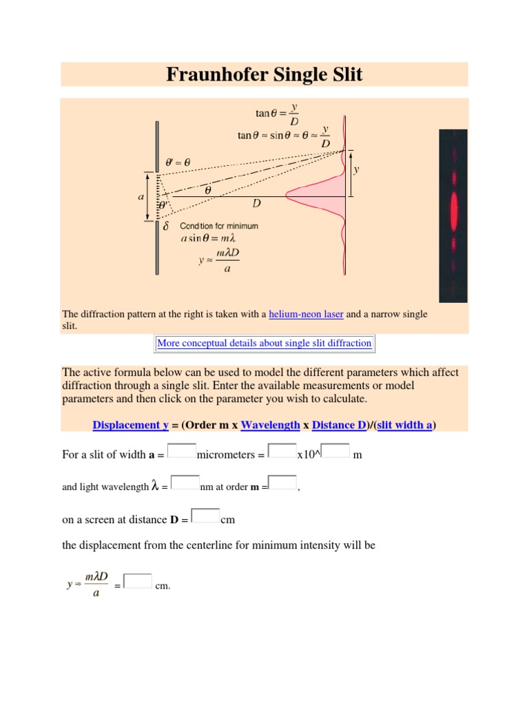 Fraunhofer Single Slit | PDF | Diffraction | Polarization (Waves)