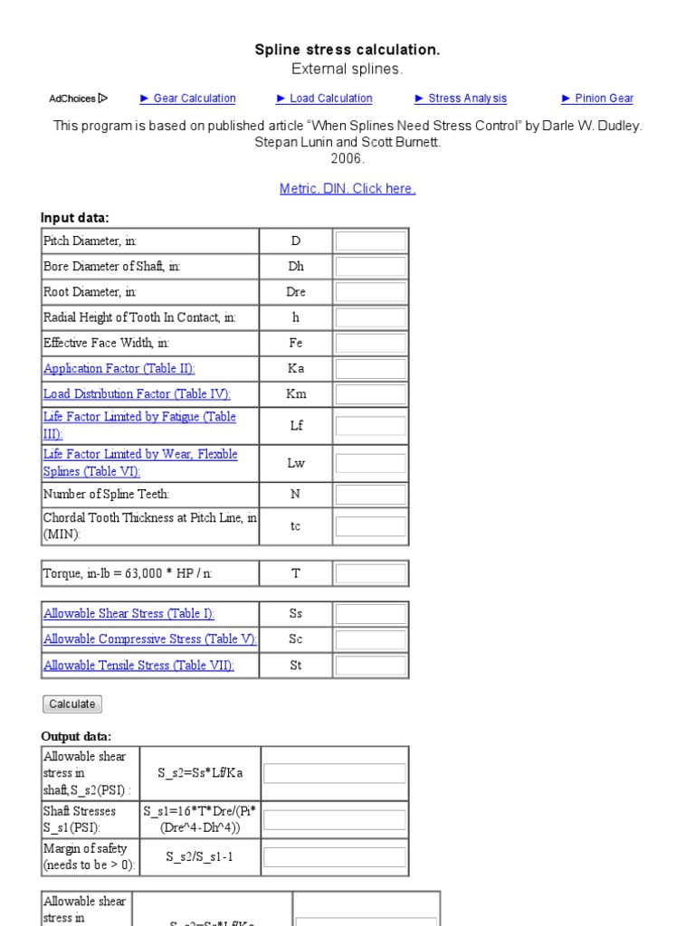 Spline Stress Calculation Based On "When Splines Need Stress Control ...