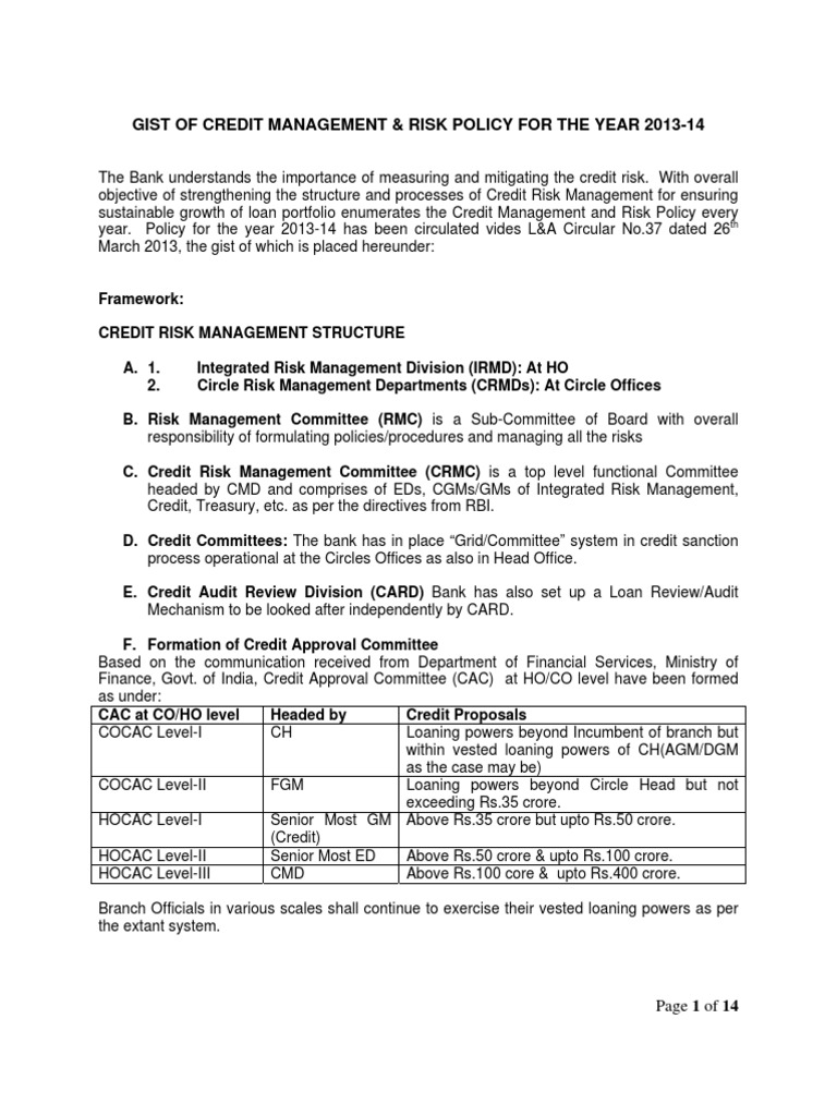 Credit & Risk Policy | PDF | Credit (Finance) | Loan To Value Ratio