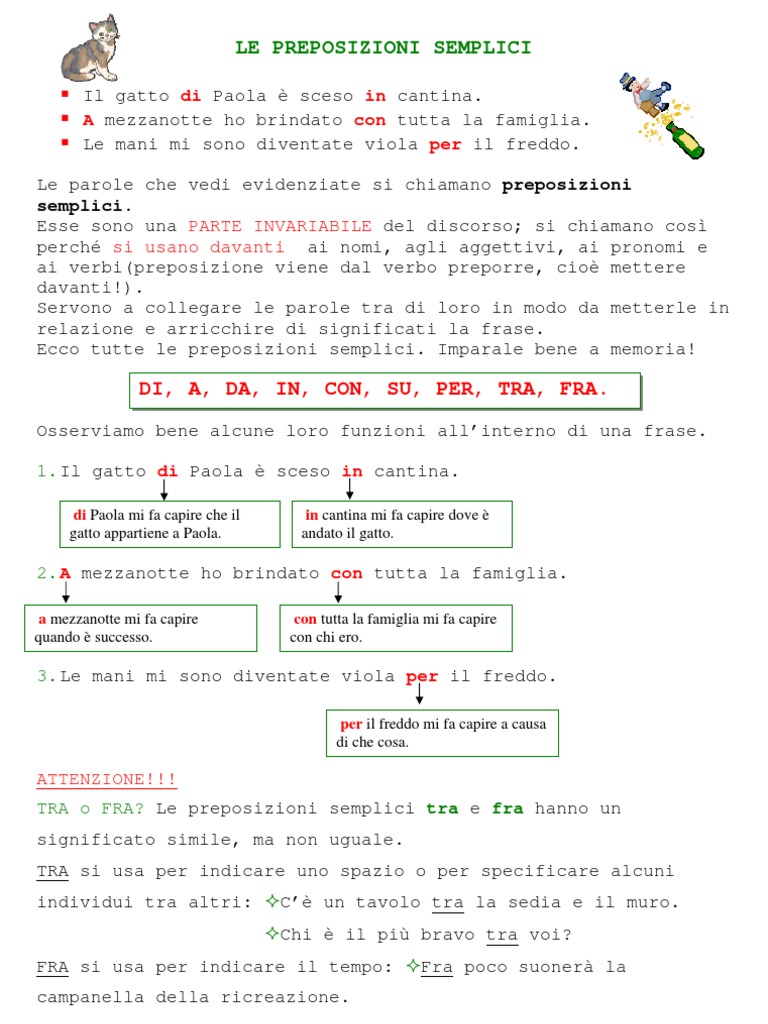 Preposizioni Semplici | PDF