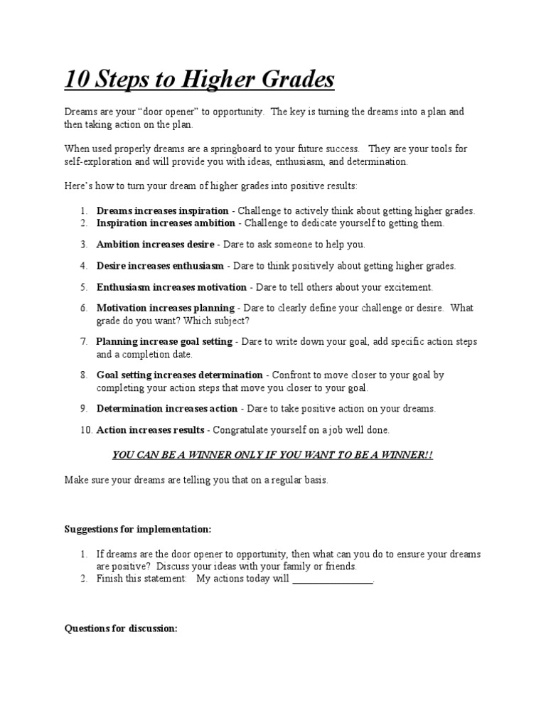 10 Steps To Higher Grades | PDF