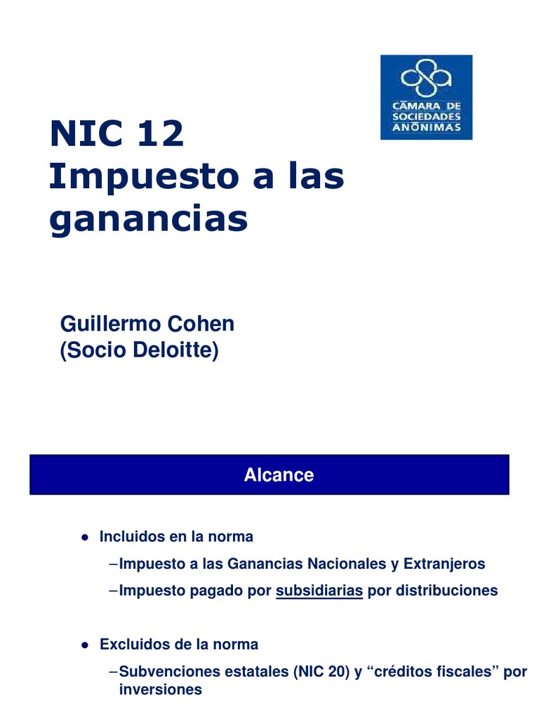 NIC 12: Impuesto a las Ganancias | PDF | normas internacionales de ...