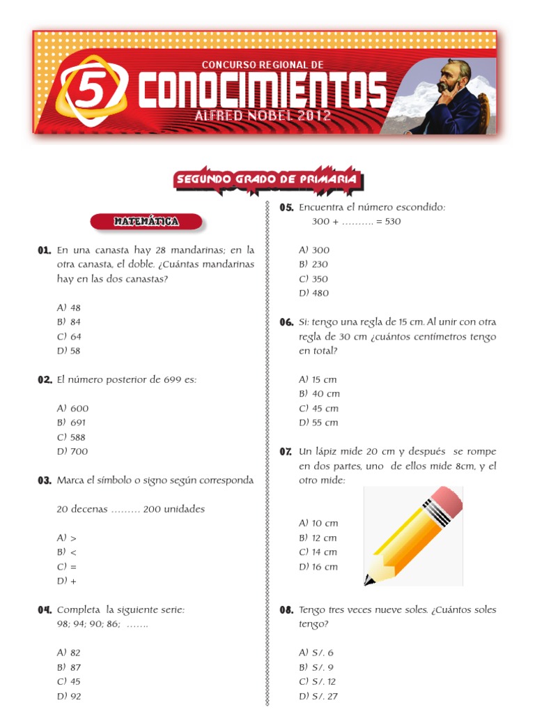 V Concurso Regional de Conocimientos Alfred Nobel 2012: Resolución de Pruebas de Matemática ...