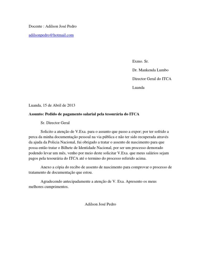 Formato De Carta Para O Diretor Página 2 – Personalize O Design De