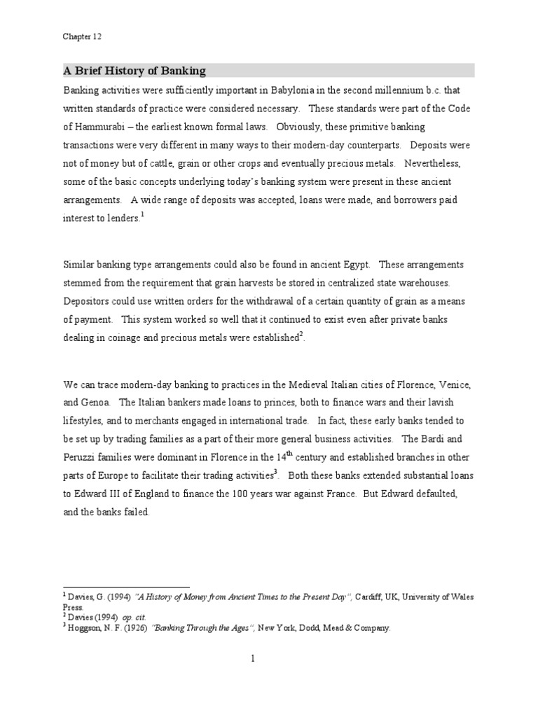 A Brief History of Banking from Ancient Times to the Modern Banking ...