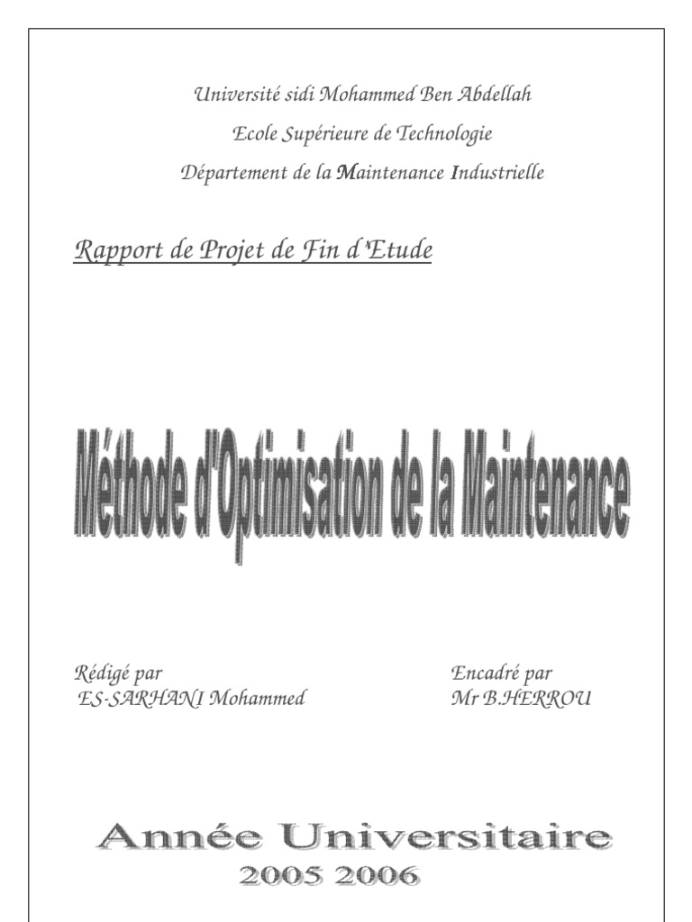 Méthode D'optimisation de La Maintenance ES-SARHANI Med | PDF ...