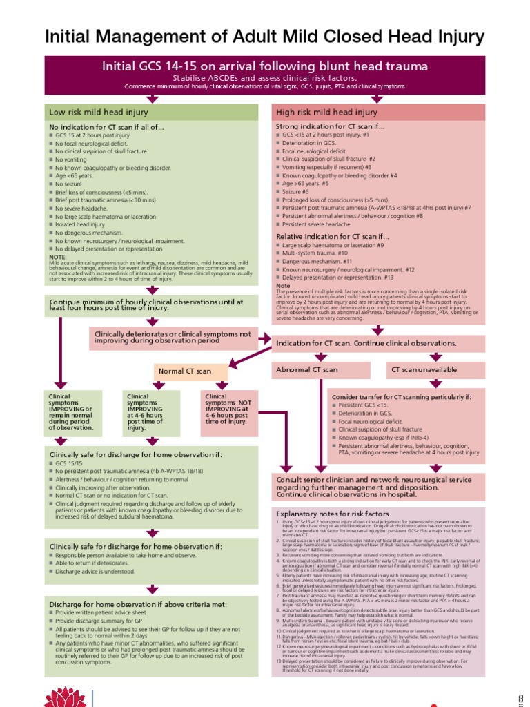 Closed Head Injury CPG 2nd Ed Algorithm 2 | PDF | Traumatic Brain ...
