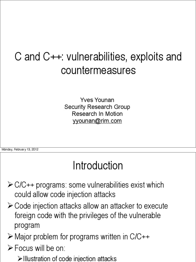 C And C Vulnerabilities Pdf C Programming Language Pointer Computer Programming
