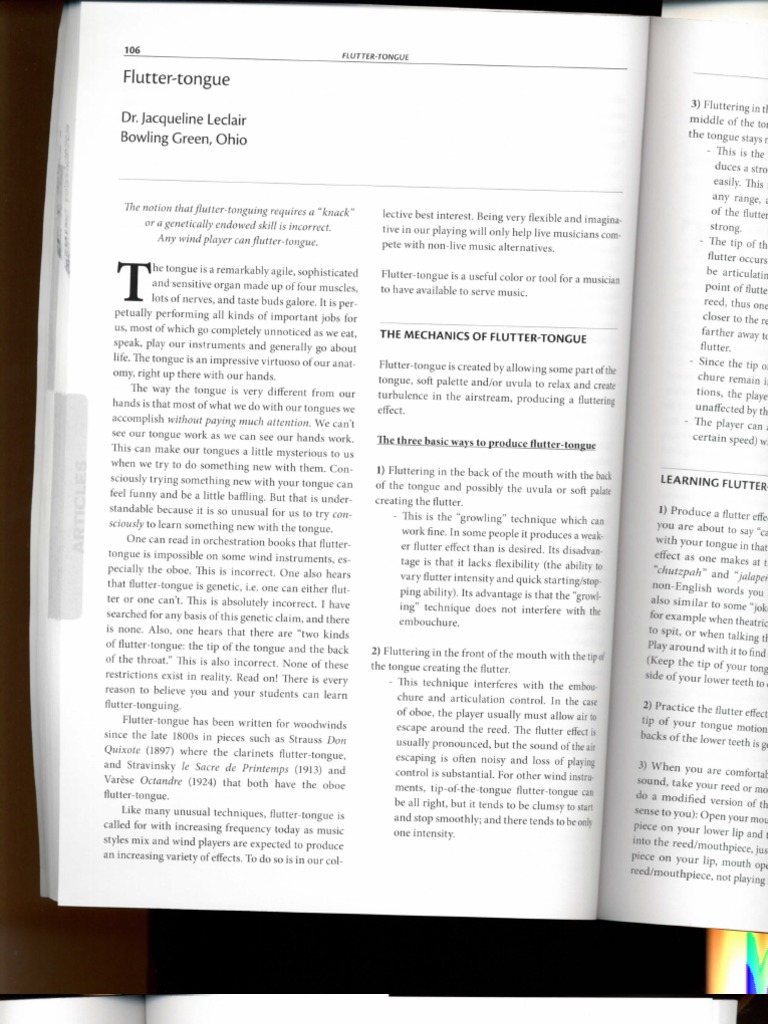 Flutter Tongue | PDF | Musical Instruments | Aerophones