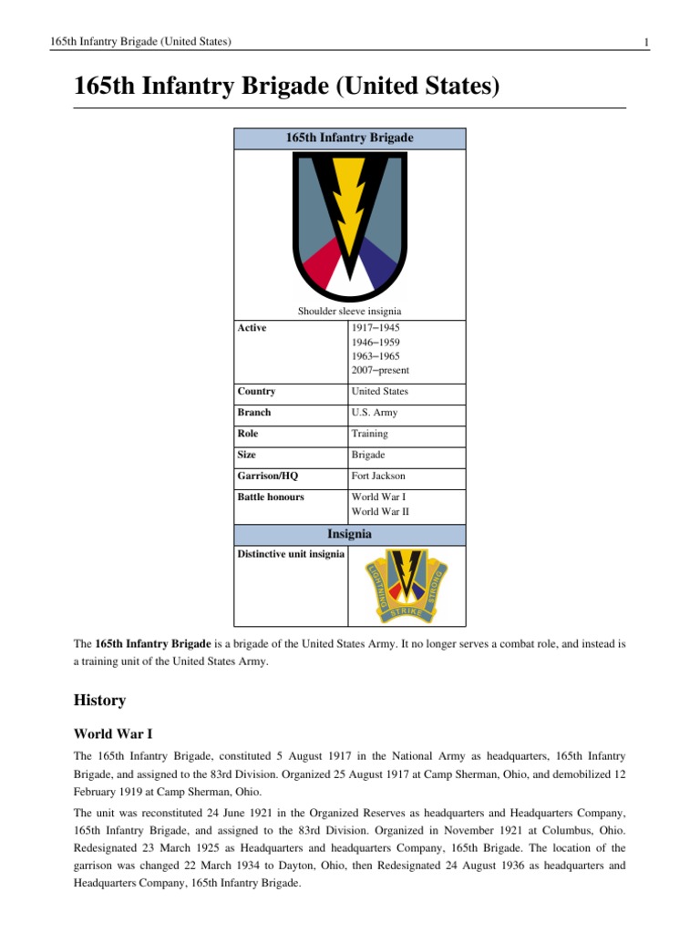 165th Infantry Brigade (United States) | PDF | Defense Policy ...