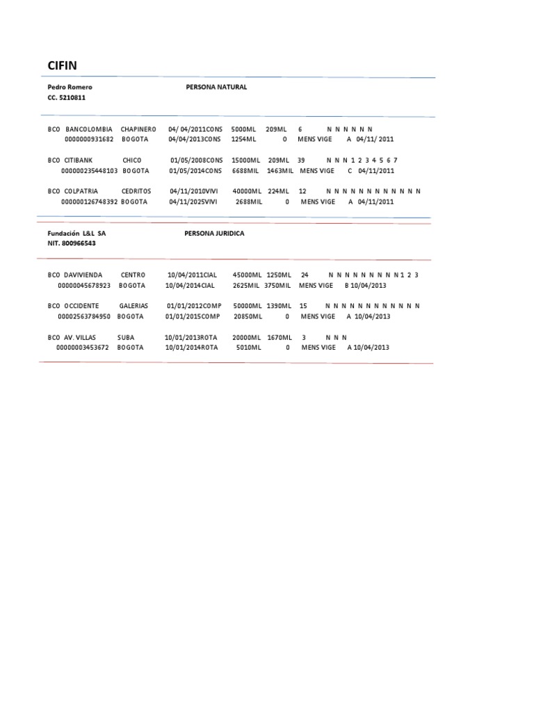 Reporte de Cifin | PDF