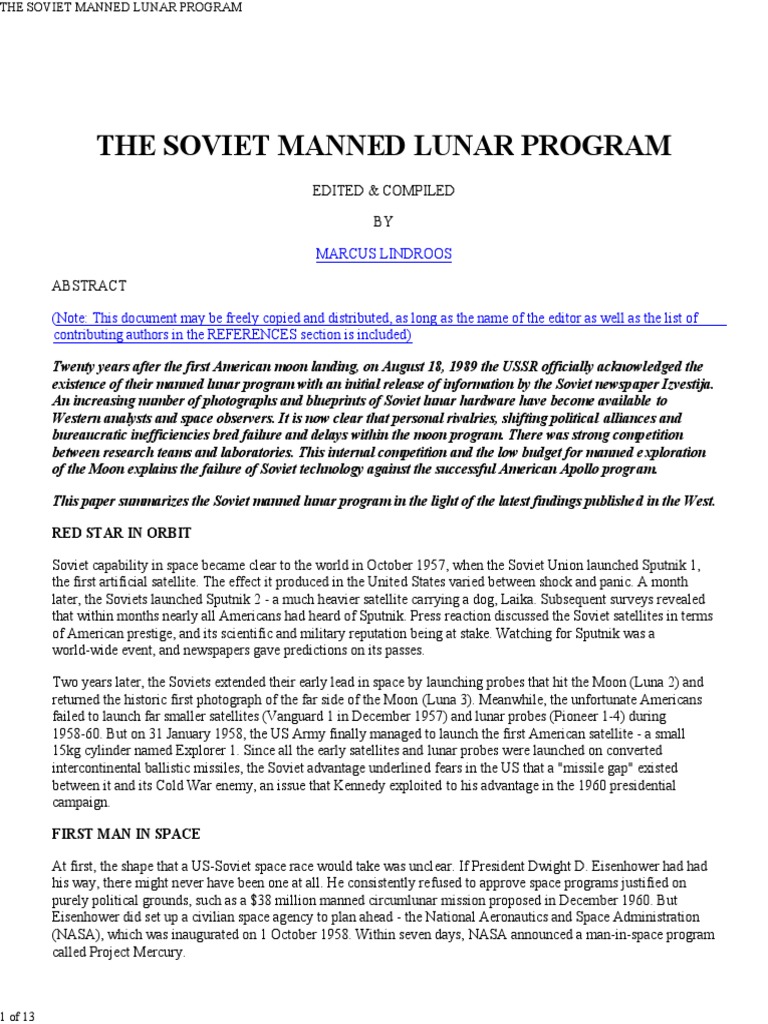 The Soviet Race to the Moon: Ambitious Plans and Bureaucratic ...