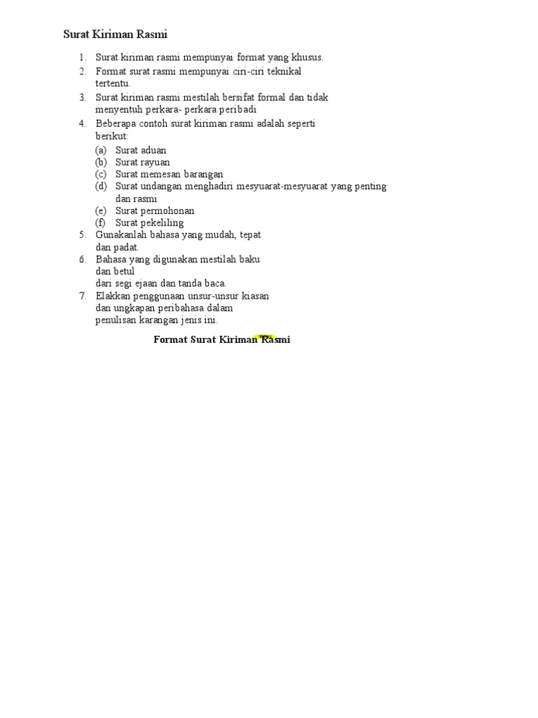 FORMAT Surat Rasmi | PDF