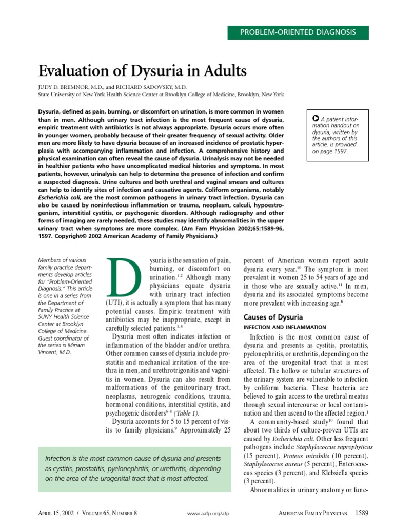 Dysuria in Adults | PDF | Urinary Tract Infection | Sexually ...