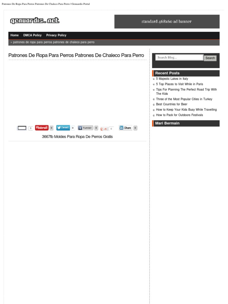 Patrones de Ropa para Perros Patrones de Chaleco para Perro - Genuardis ...