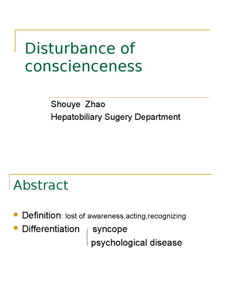 Understanding Consciousness Disturbances | PDF