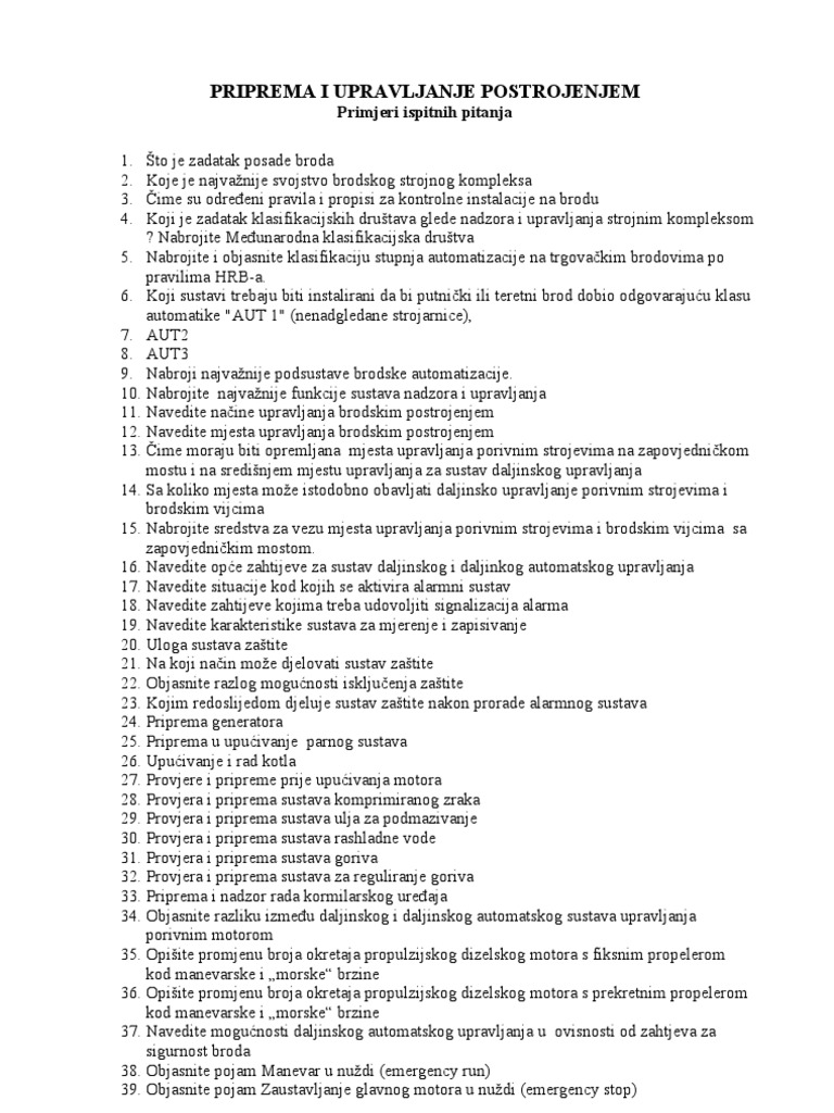 Priprema I Upravljanje - Primjeri Ispitnih Pitanja | PDF