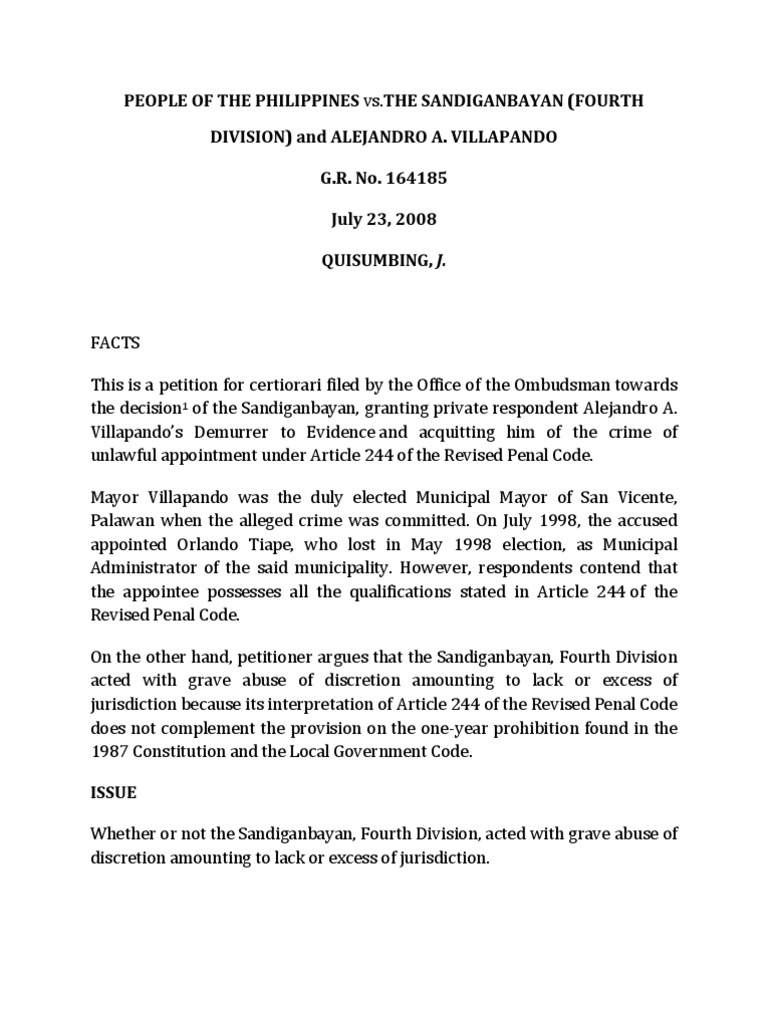 Ombudsman vs. Sandiganbayan Ruling | PDF | Statutory Interpretation ...