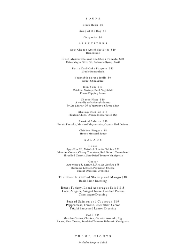 Grill Room Menu | PDF | Salad | Hamburgers