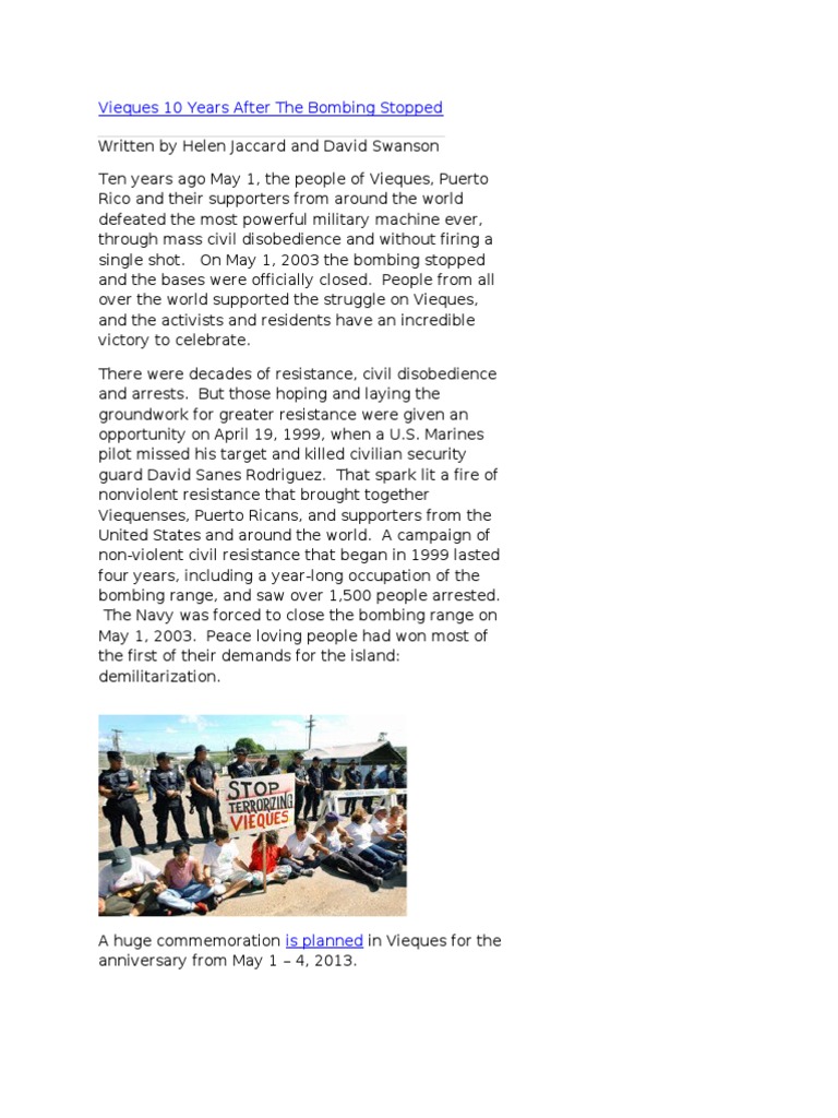 Vieques: 10 Years Post-Bombing Victory | PDF | Armed Conflict | Violence