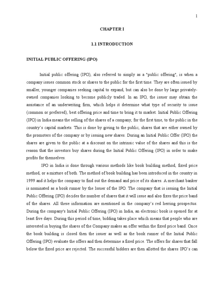 Initial Public Offering (IPO) Project | PDF | Initial Public Offering ...