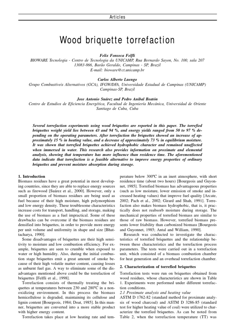 Wood Briquette Torrefaction | PDF | Biomass | Combustion