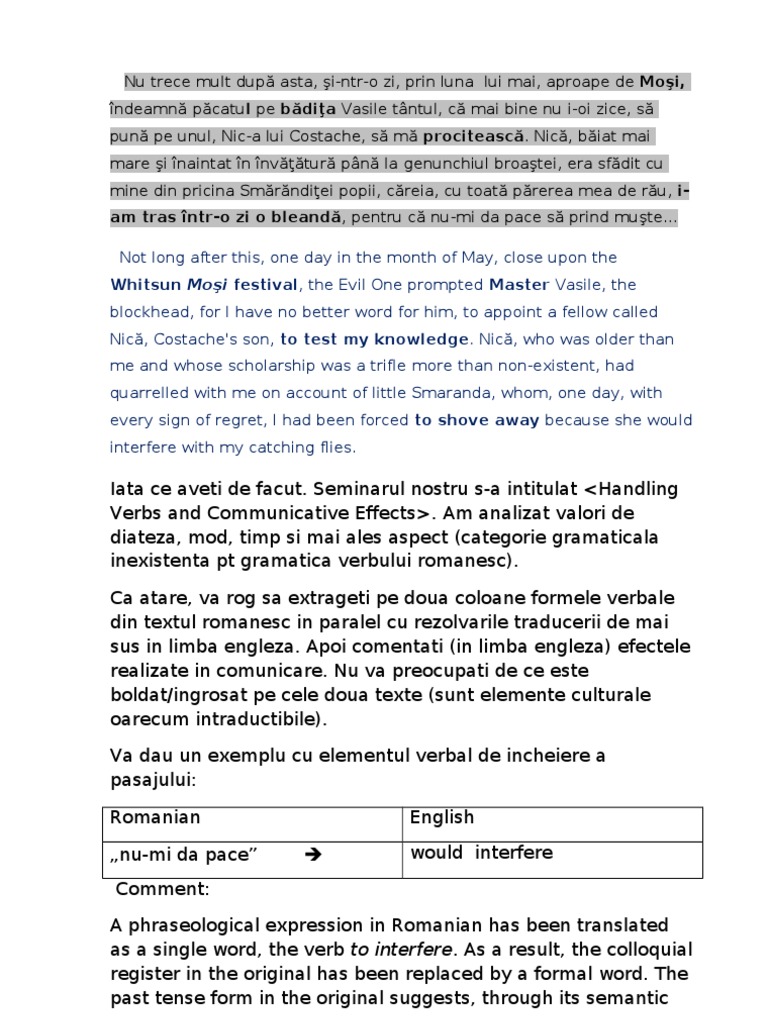 Romanian-English Verb Analysis | PDF | Grammatical Tense | English Language