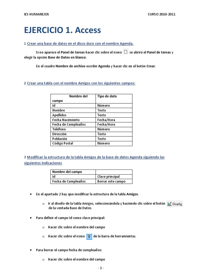 Ejercicio 1 Access | PDF