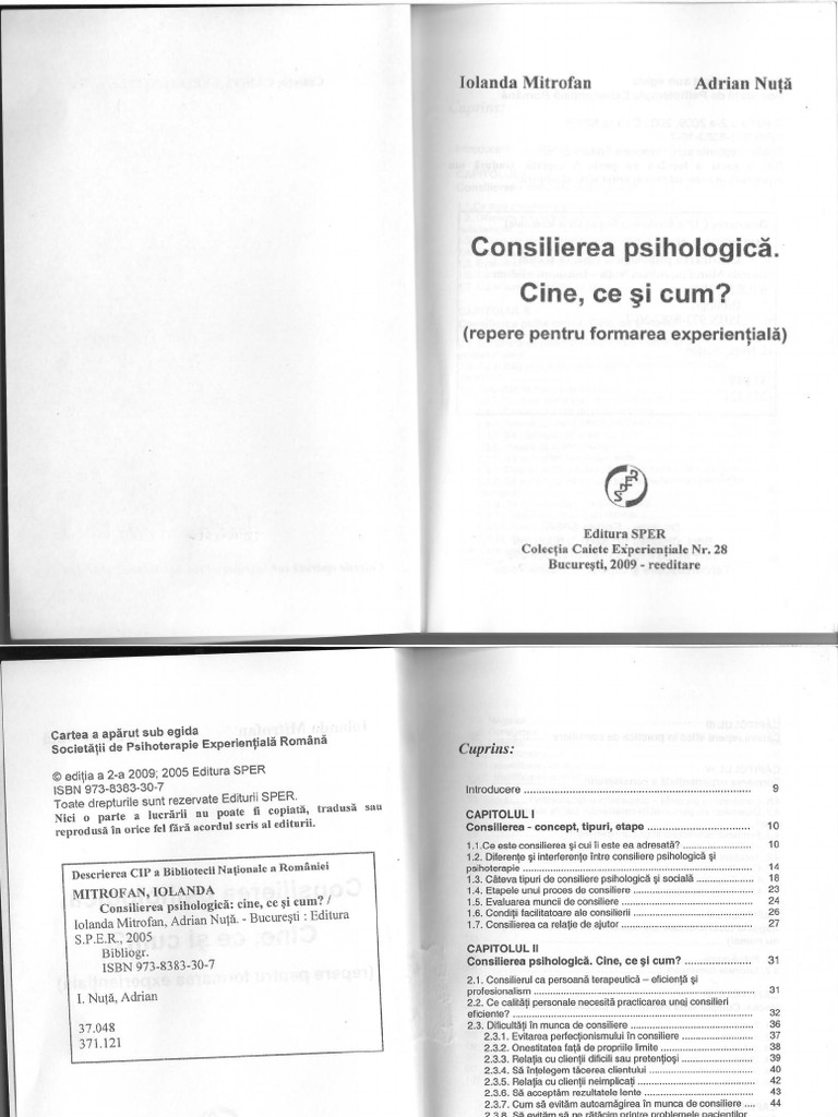 Iolanda Mitrofan, Adrian Nuta - Consilierea Psihologica | PDF