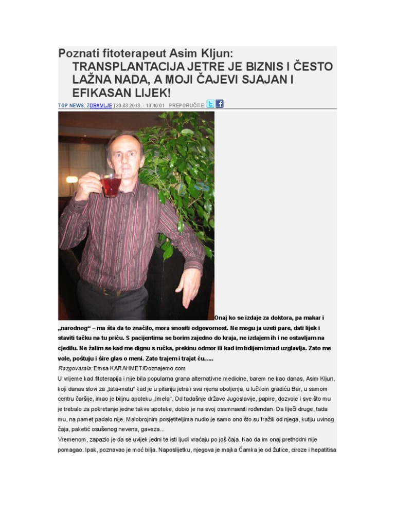 Poznati Fitoterapeut Asim Kljun | PDF