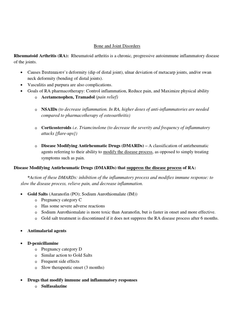 Bone and Joint Disorders Revised | PDF | Rheumatoid Arthritis | Arthritis