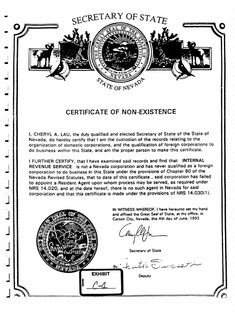Certificate of Non Existence | PDF