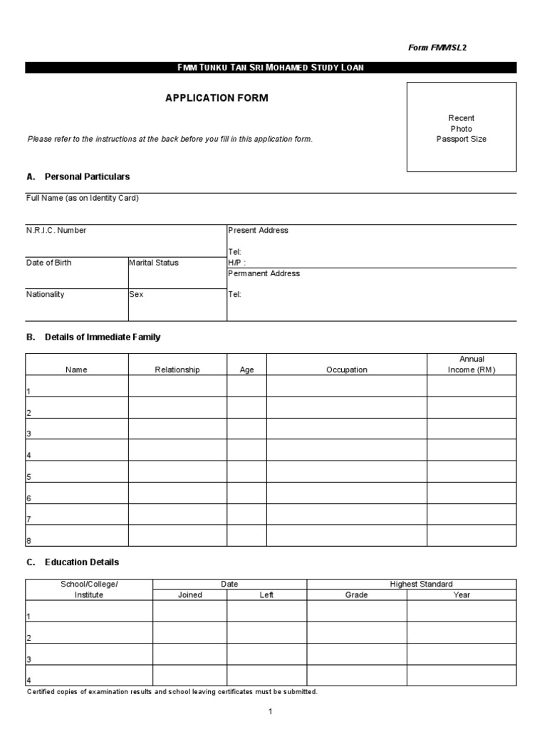 FMM Study Loan Application Form | PDF | Loans | Guarantee