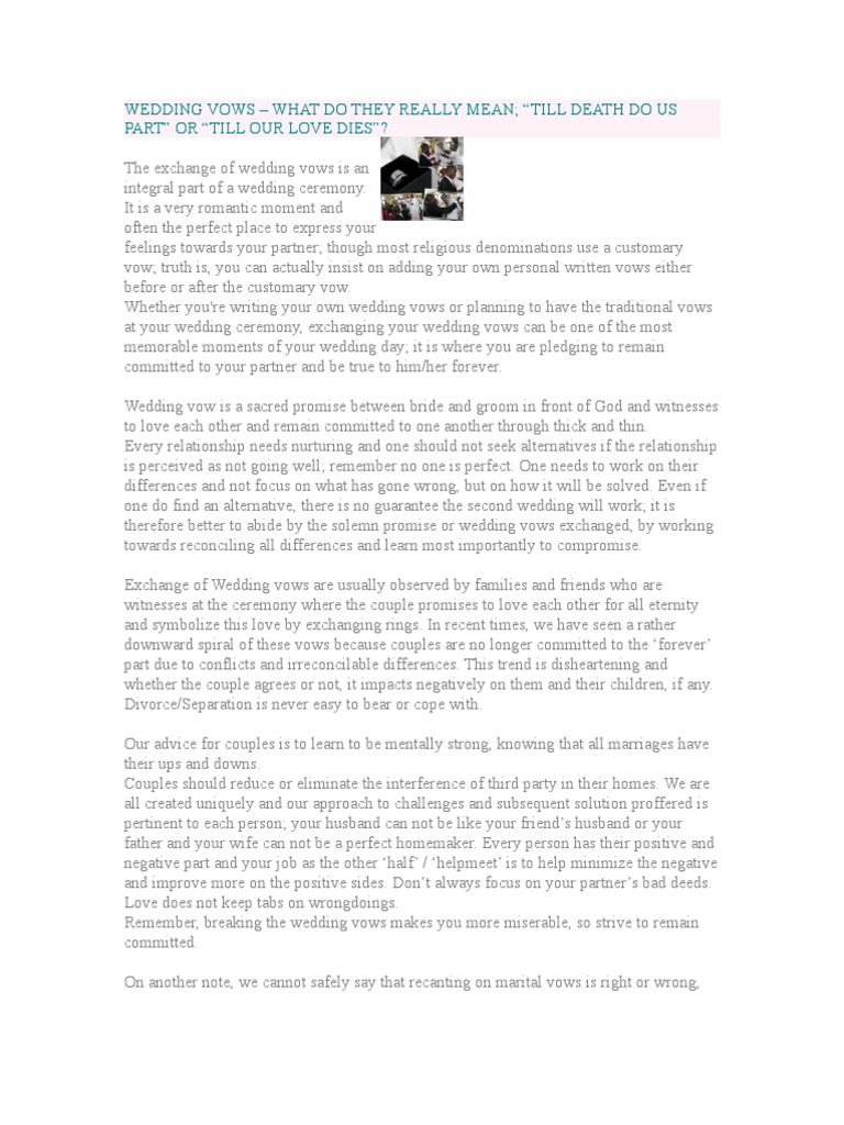 Wedding Vows - What Do They Really Mean | PDF | Polygamy | Wife