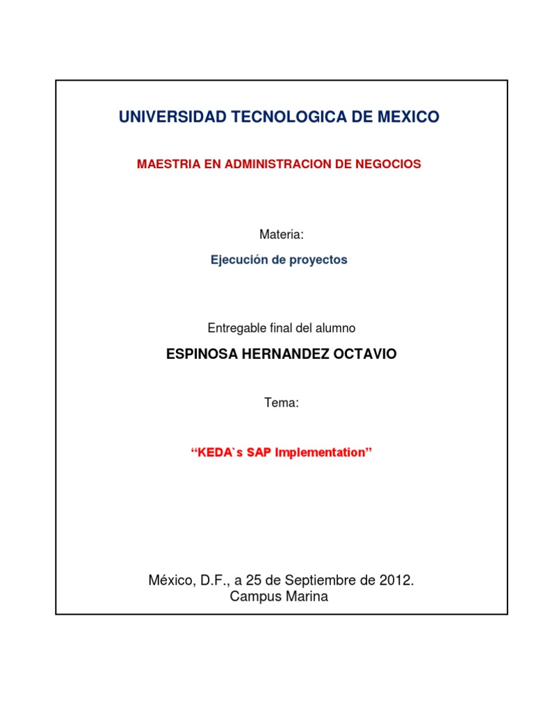 Trabajo Final - KEDA's SAP Implementation | PDF | Sap Se | Planificación de recursos empresariales