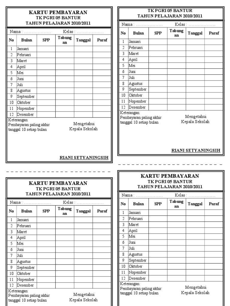 Contoh Kartu Spp Dan Cara Membuatnya Di Word Dokumen Sekolah Dasar Porn Sex Picture