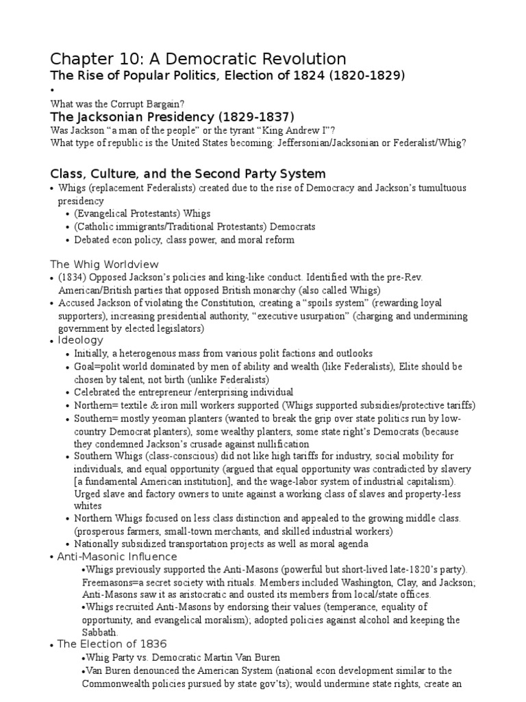 Chapter 10 APUSH | PDF | Whig Party (United States) | Democratic Party ...