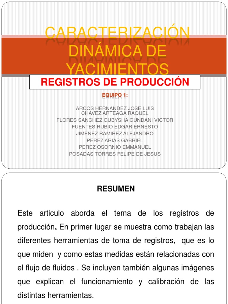 Caracterización DINÁMICA de Yacimientos Expo | PDF | Velocidad ...