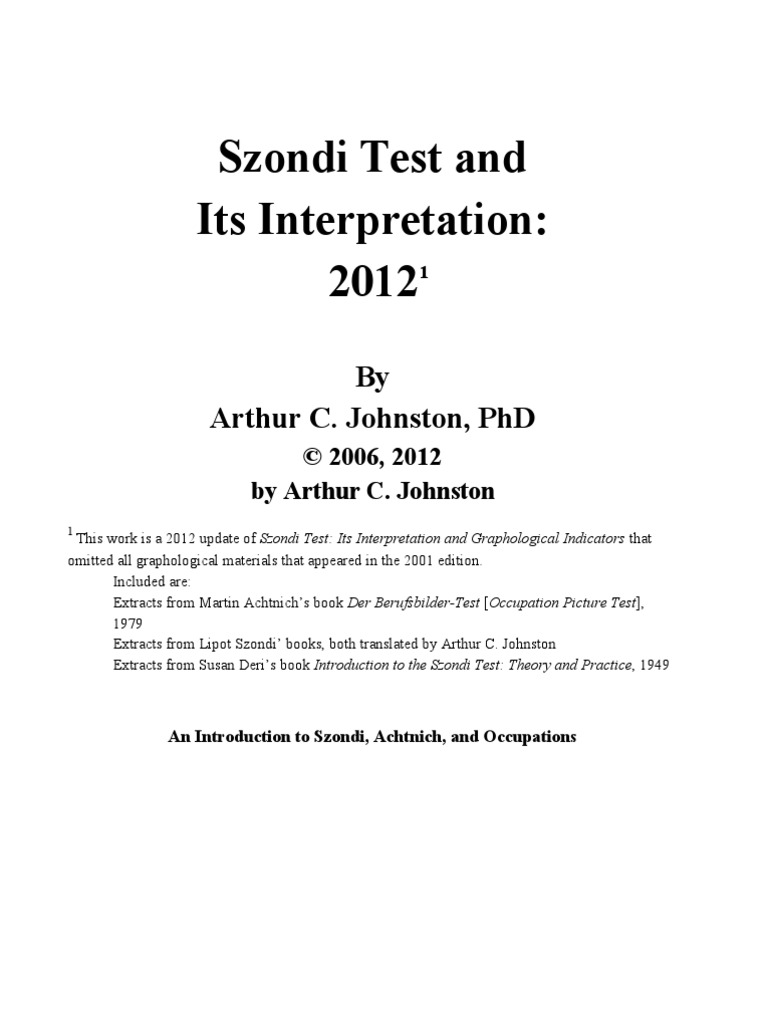 The Szondi Test - 2012 | Id | Sadomasochism