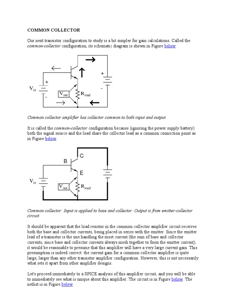Common collector amplifier circuit overview | PDF | Amplifier | Bipolar ...