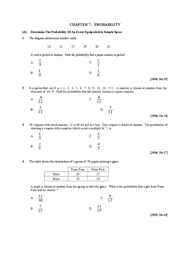 Chapter 7 Probability | PDF | Probability And Statistics | Applied ...