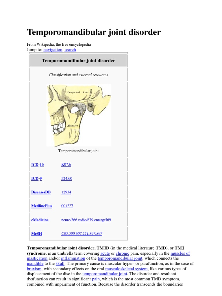 Temporomandibular Joint Disorder | PDF | Mouth | Diseases And Disorders