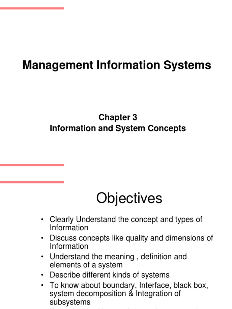 Management Information Systems: Information and System Concepts | PDF | System | Information