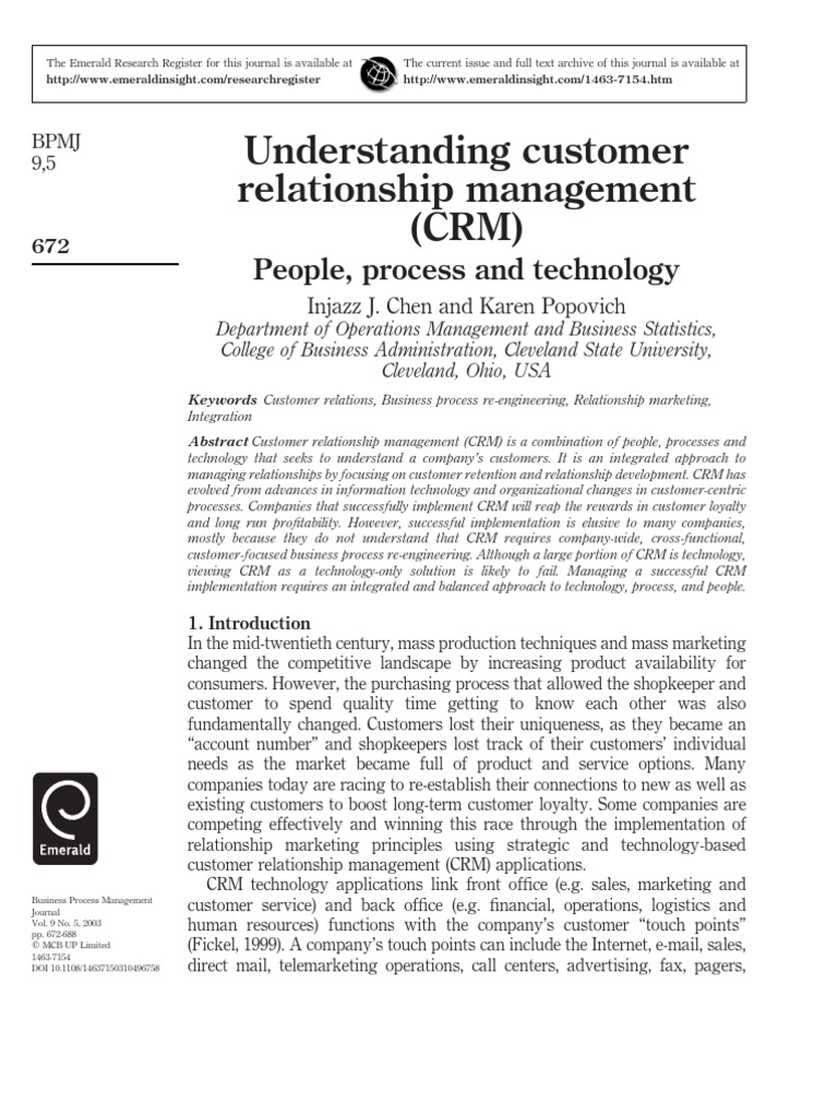 Understanding Customer Relationship Management (CRM) People, Process ...