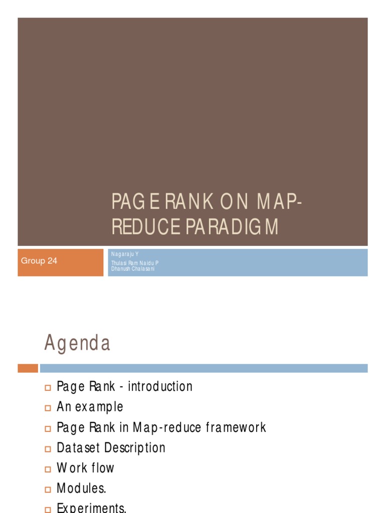 Page Rank On Map-Reduce Paradigm: Group 24 | PDF | Computer Programming | Algorithms